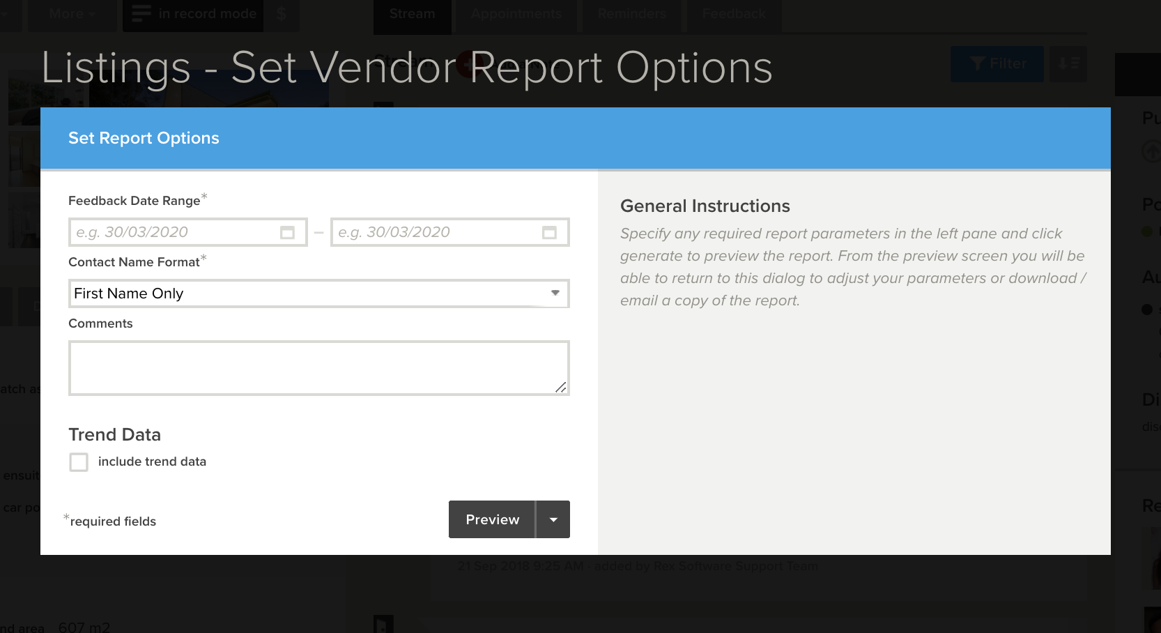 Vendor Reporting – Rex Software Support
